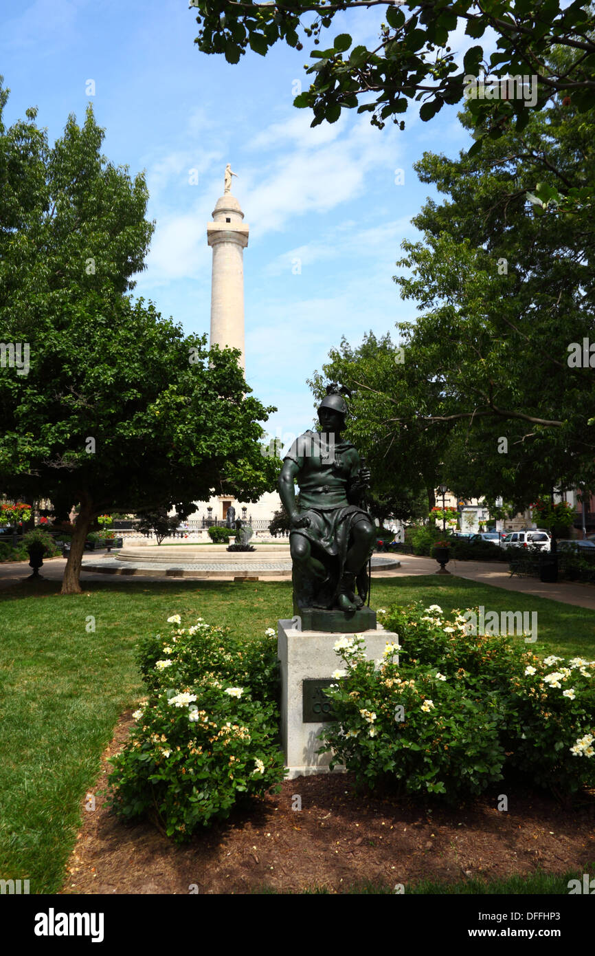 Military Courage statue, George Washington monument and gardens in West ...