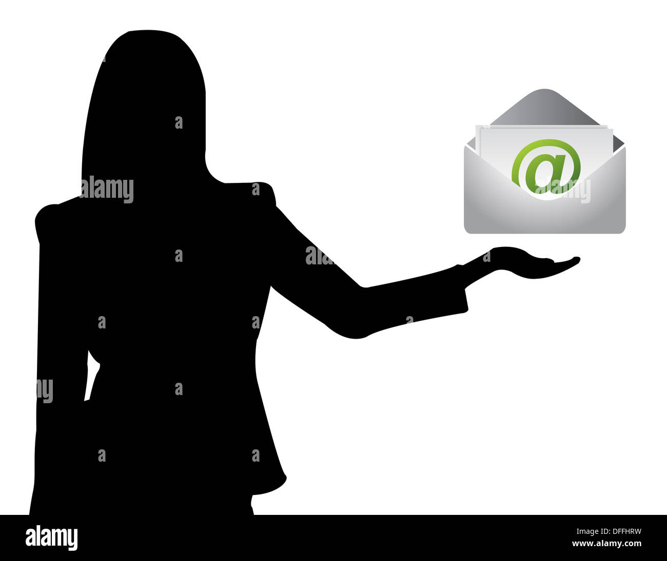 Business woman showing e-mail symbol Stock Photo - Alamy
