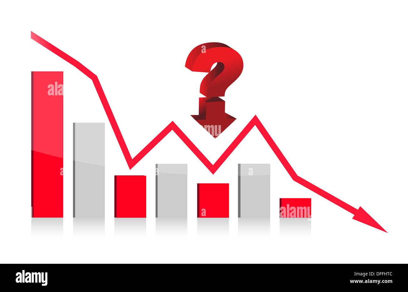 Falling bar chart from color blocks on white background Stock Photo - Alamy