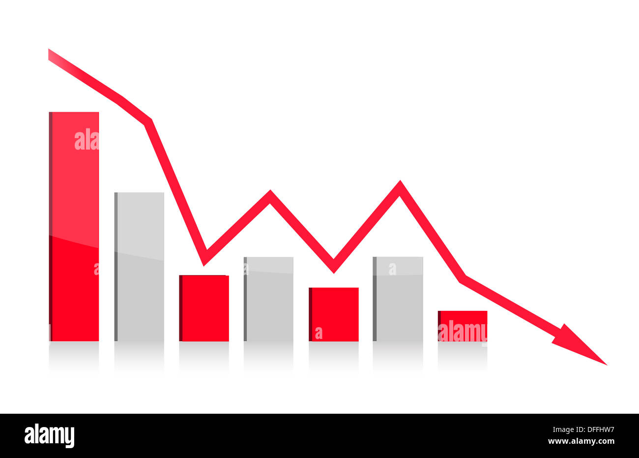 graph falling illustration design on white background Stock Photo - Alamy
