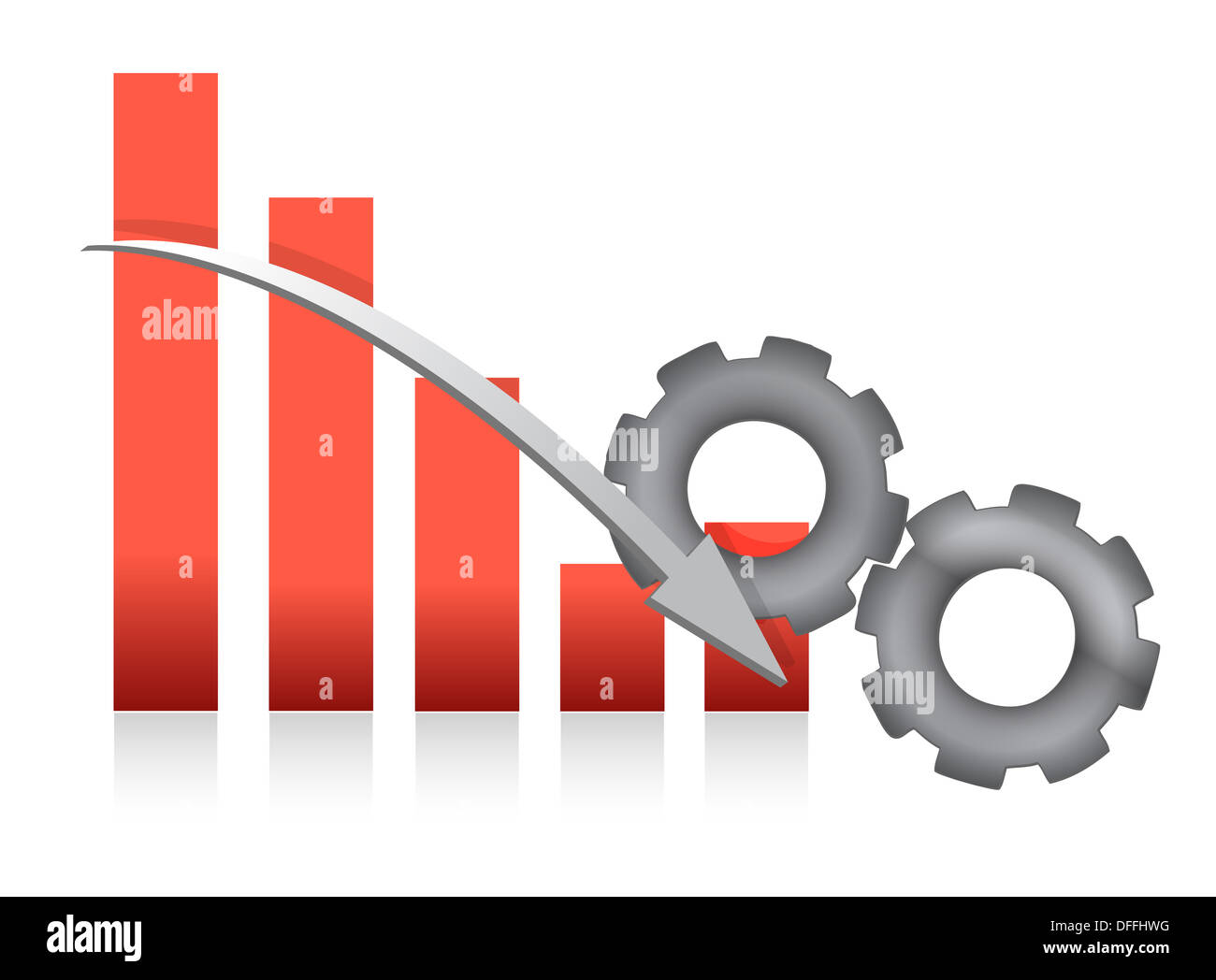 falling Bar chart production illustration design over white Stock Photo ...
