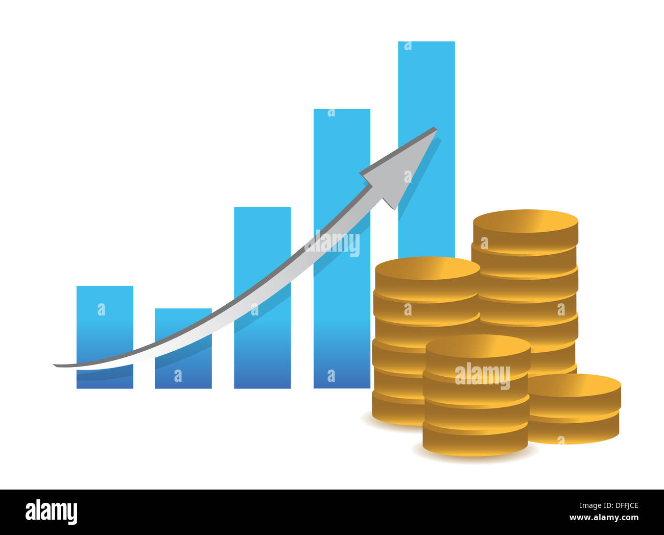 Financial success concept- graph illustration design on white Stock ...