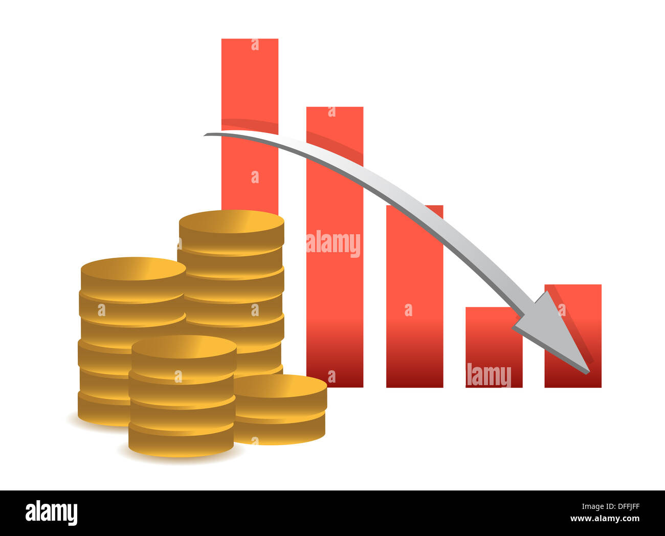 lossing Financial success concept- graph illustration design on white ...