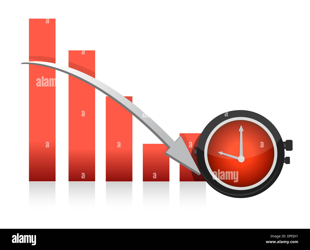 clock and falling chart illustration design Stock Photo - Alamy