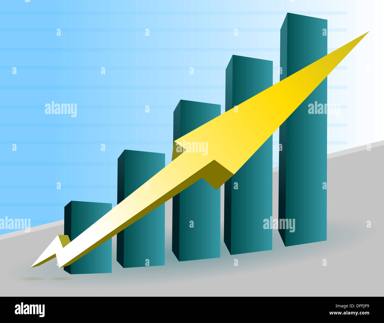 Business Graph with arrow showing profits and gains Stock Photo - Alamy