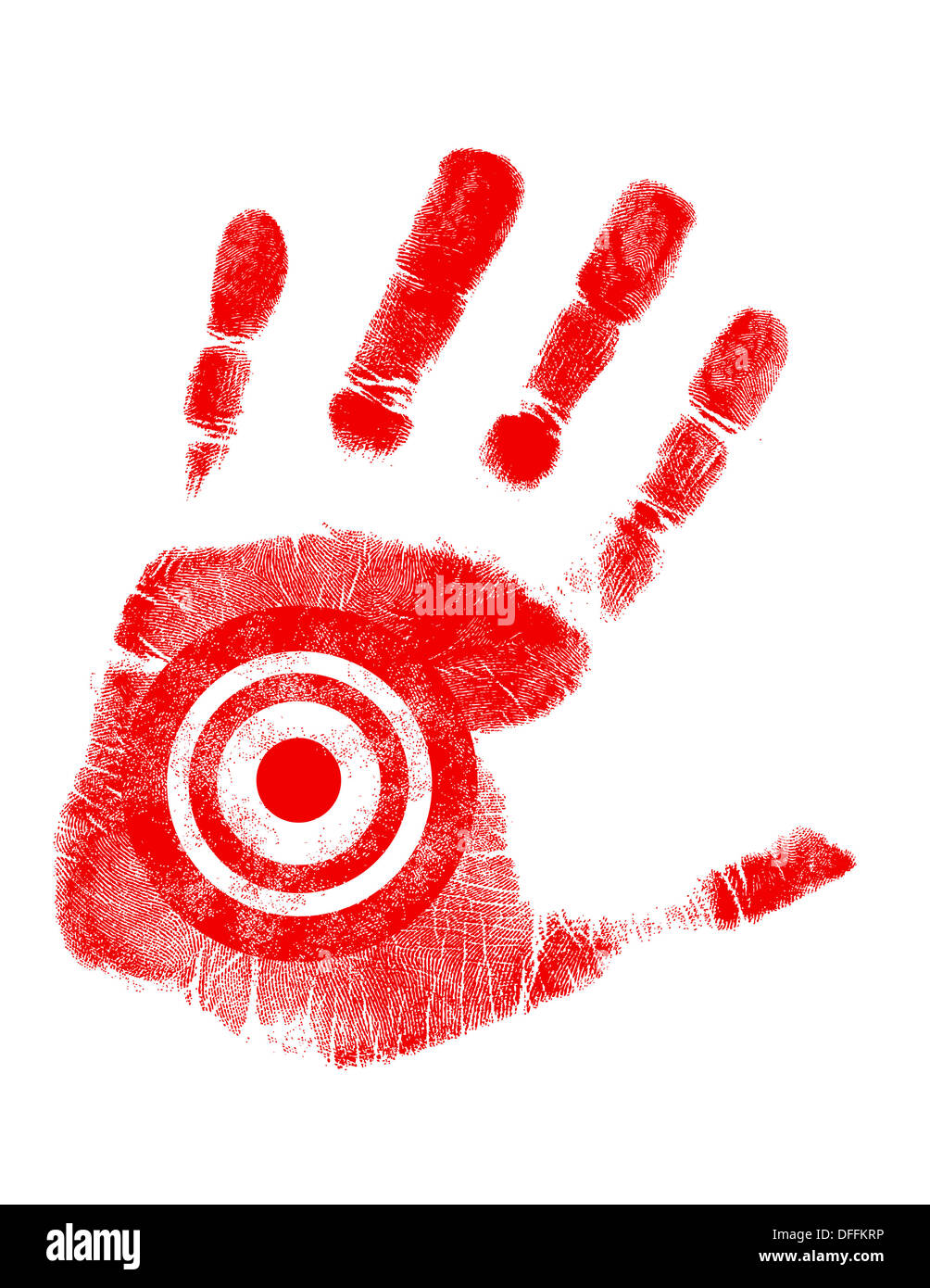 hand print with target symbol Stock Photo - Alamy