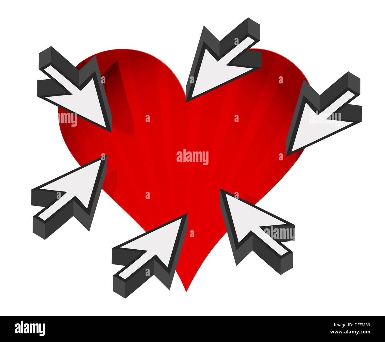 love heart with cursor arrows around with a white background Stock ...