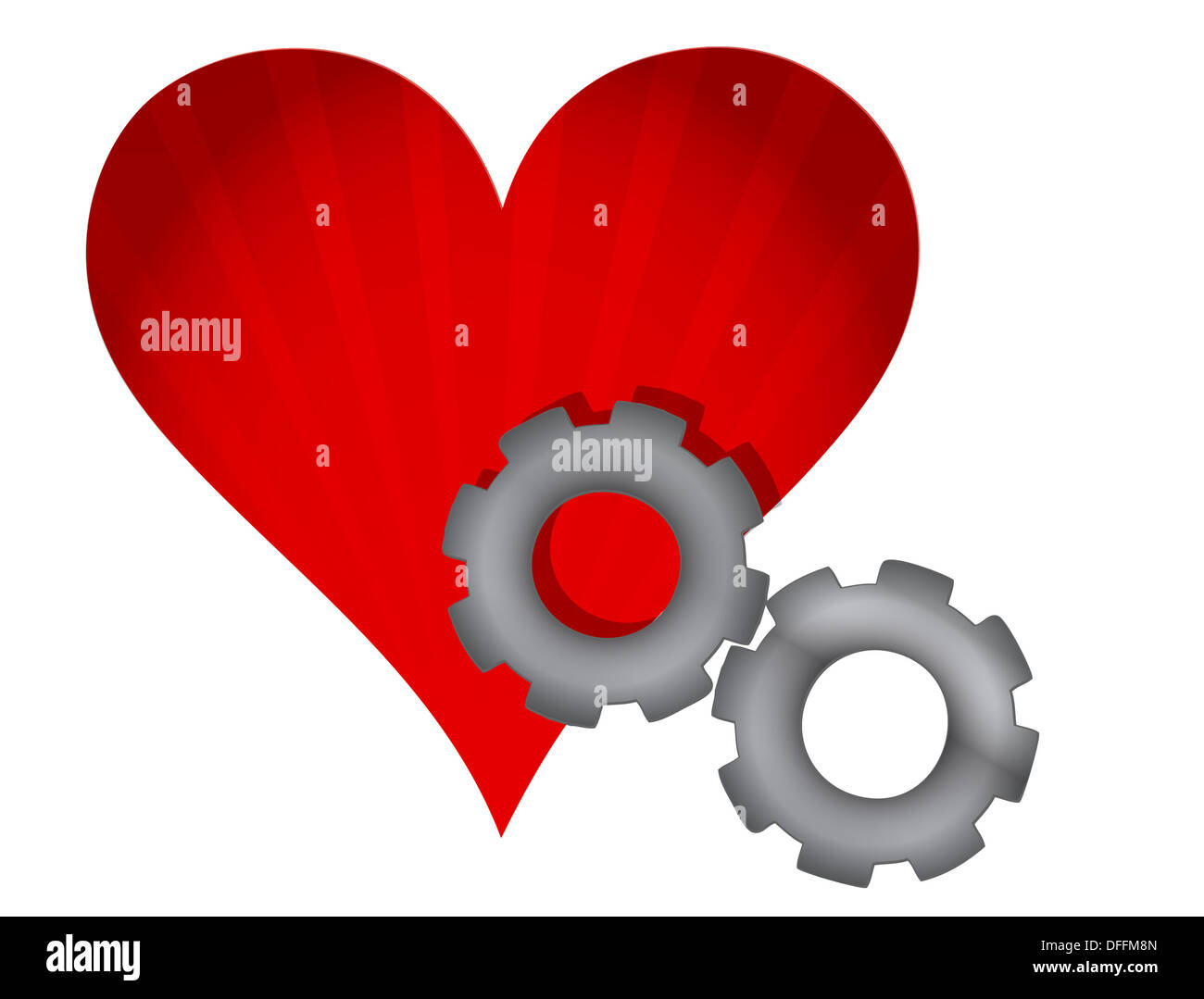 red heart and gears illustration design over white Stock Photo - Alamy