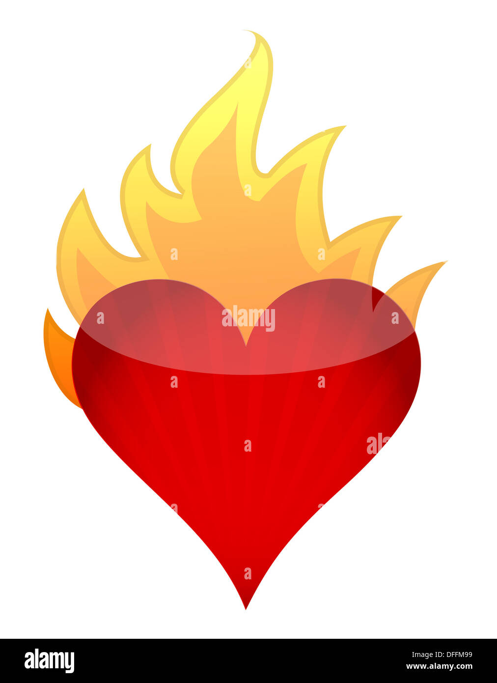 Heart on fire illustration design isolated over a white background ...