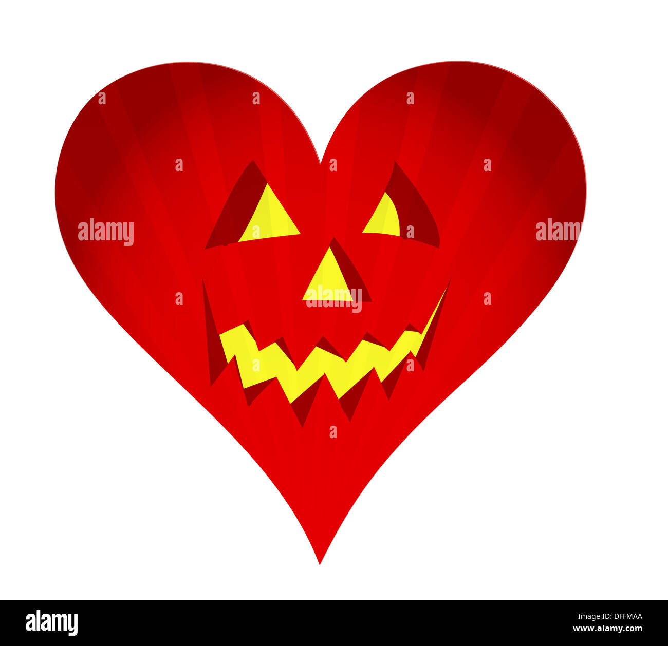 red pumpkin face heart illustration design on white Stock Photo - Alamy