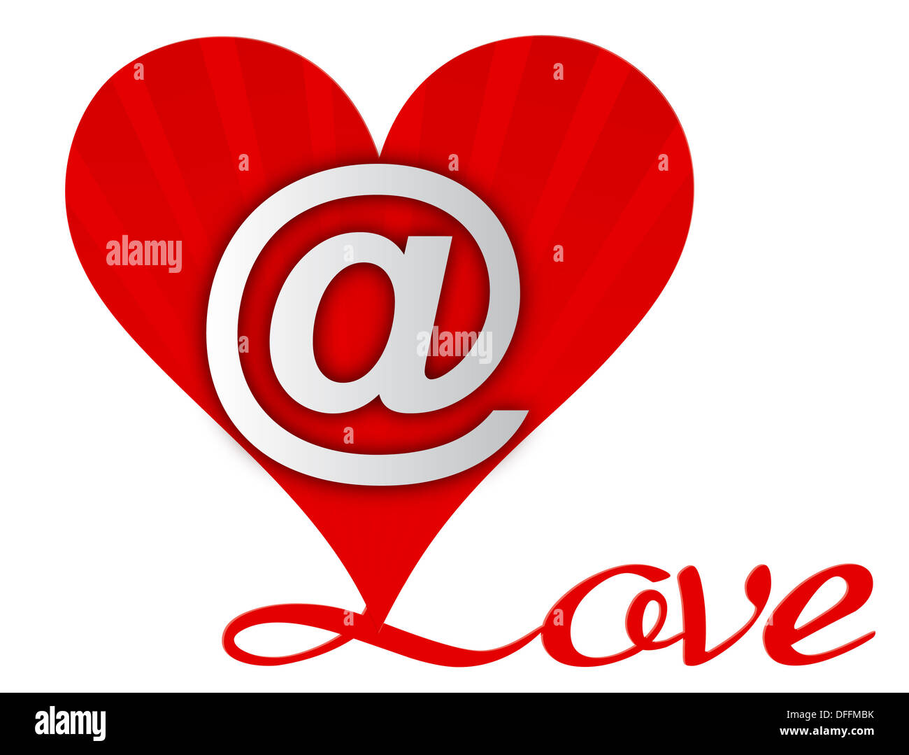 Love Heart Email sign isolated on white Stock Photo - Alamy
