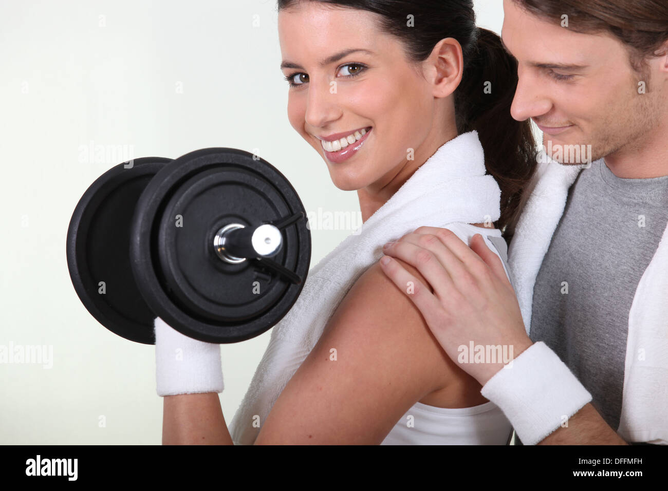 Couple working out together Stock Photo - Alamy