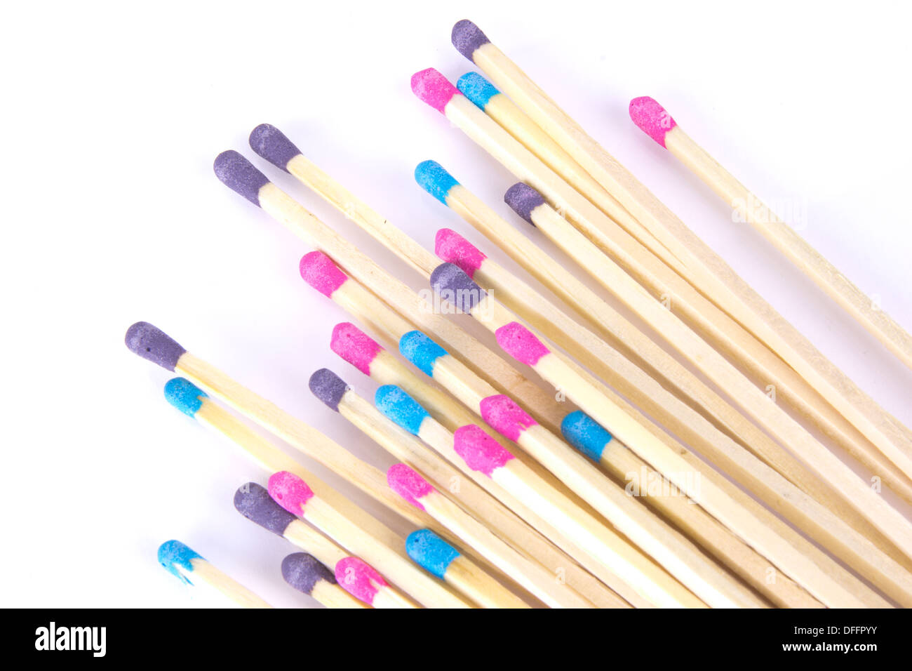 Various Colorful Match Sticks on White Background Stock Photo - Alamy