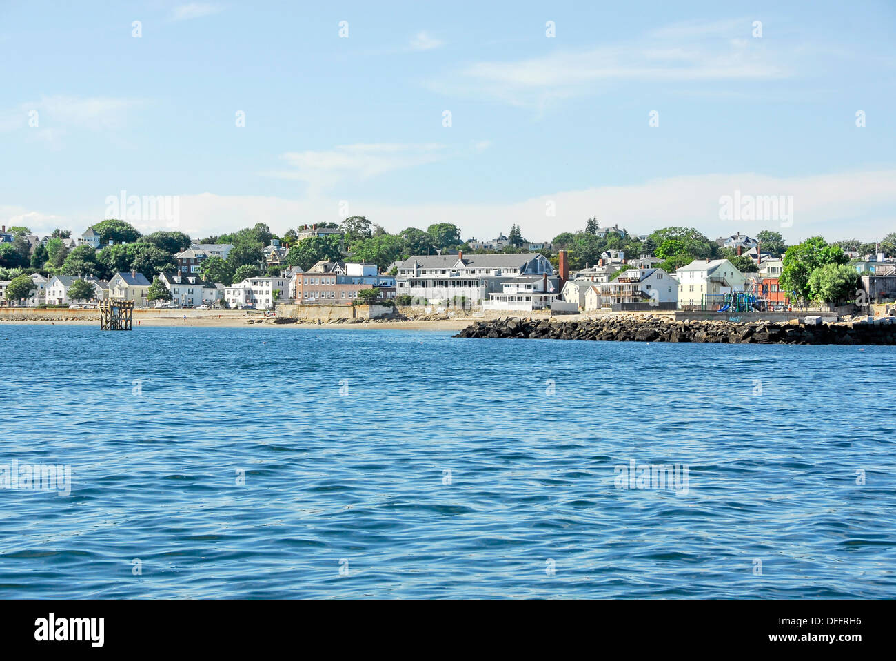 The shore of Gloucester Harbor,Gloucester, Massachusetts, USA as seen ...