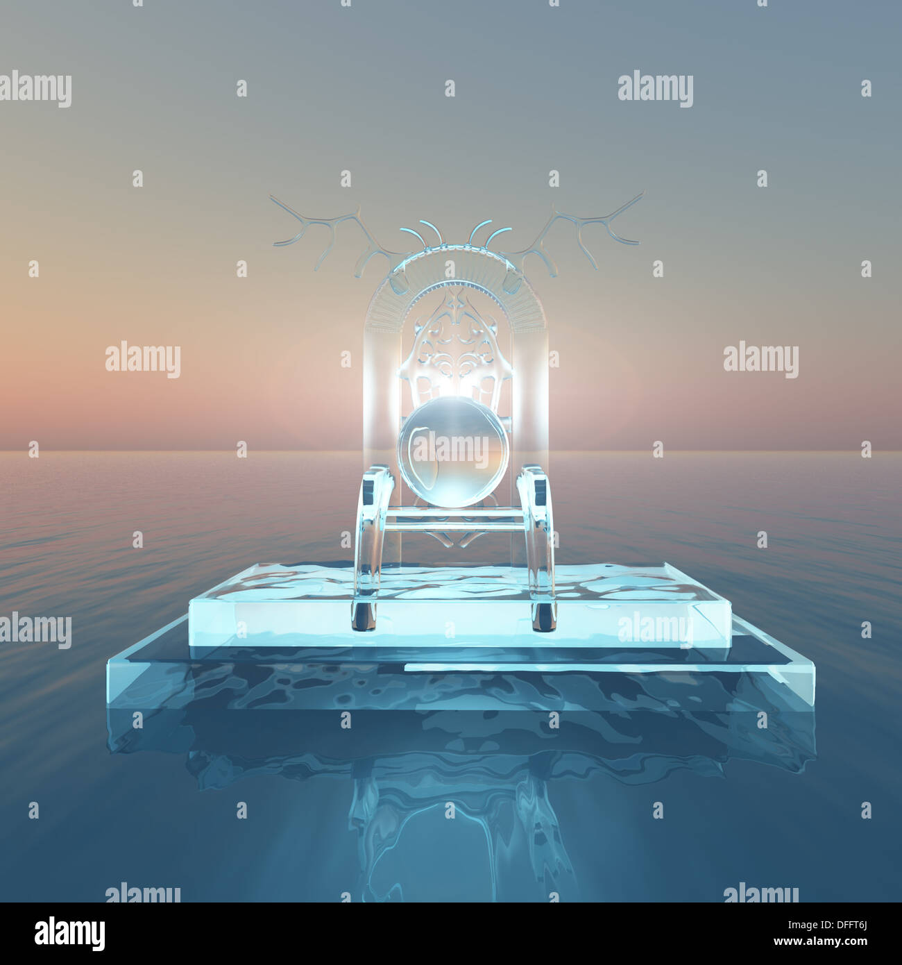 A surreal hunters ice throne floating out into sea Stock Photo - Alamy