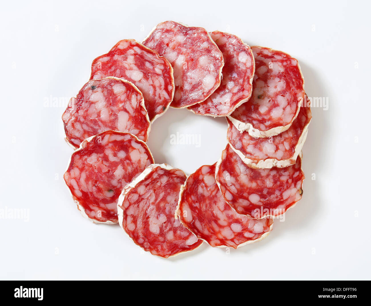 Sliced French Saucisson Sec - studio shot Stock Photo - Alamy
