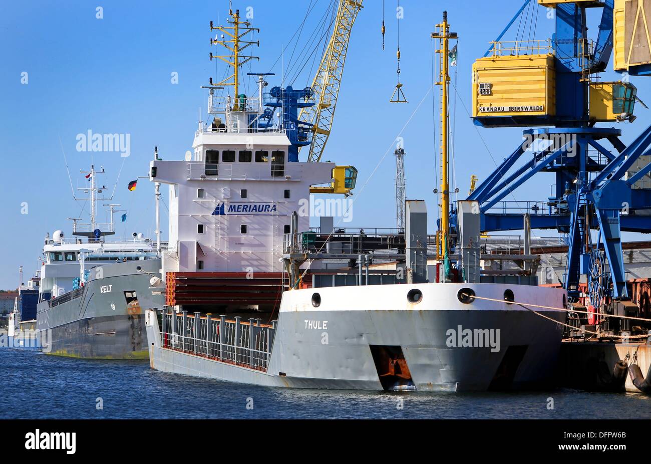 Wismar, Germany. 30th Sep, 2013. German freighter 'Thule' is loaded in ...
