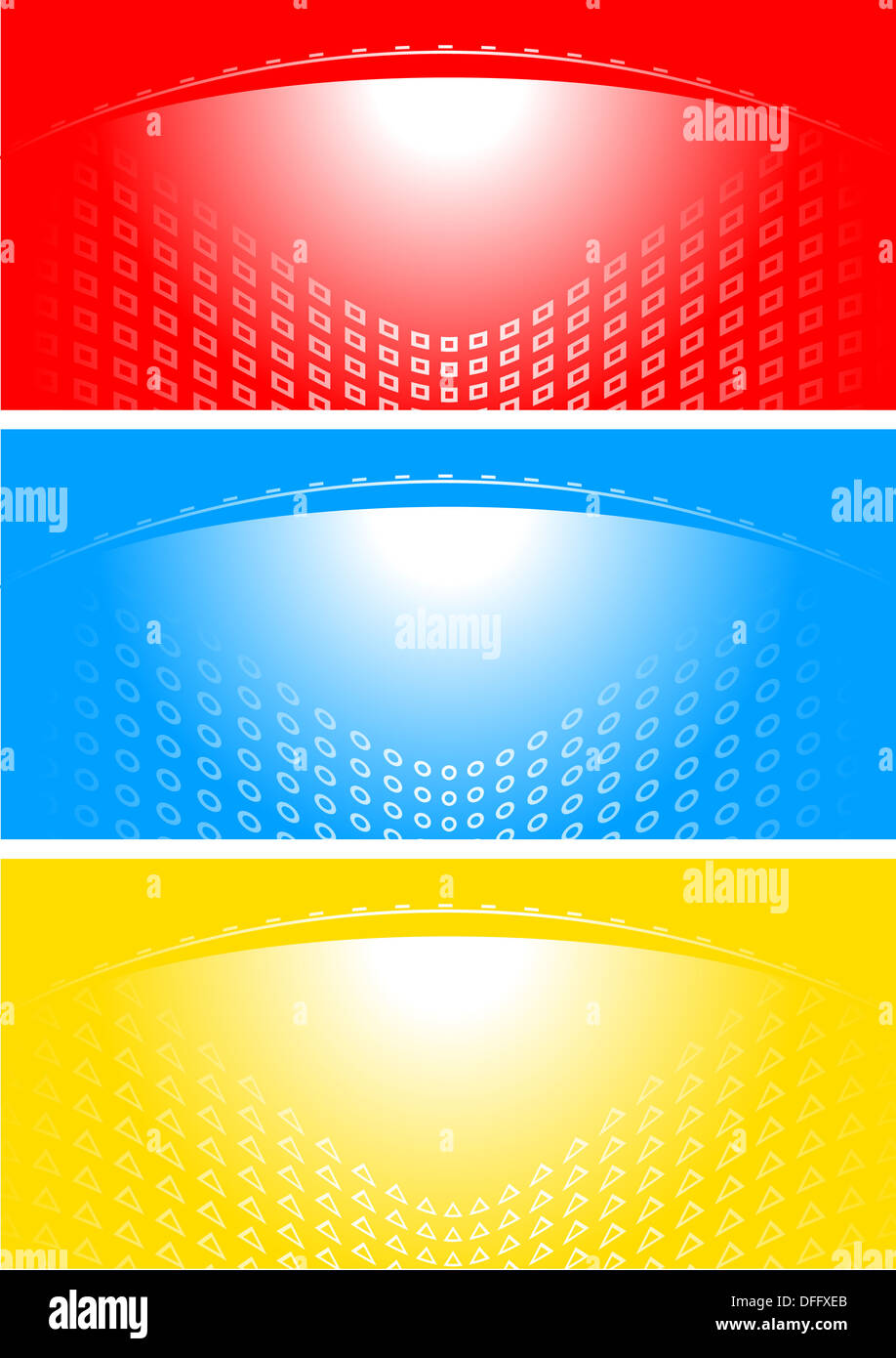 Set of colourful banners: red, blue and yellow Stock Photo - Alamy