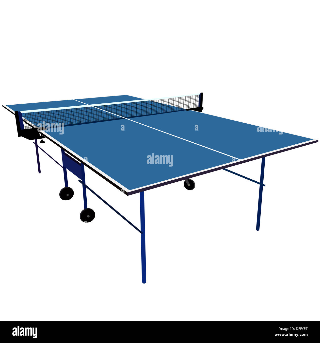 Ping pong blue table tennis. illustration Stock Photo - Alamy