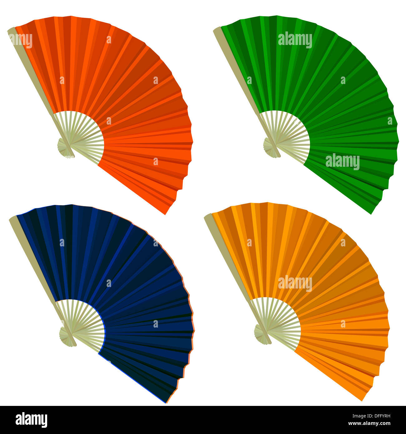 Set traditional Folding Fans. illustration Stock Photo - Alamy