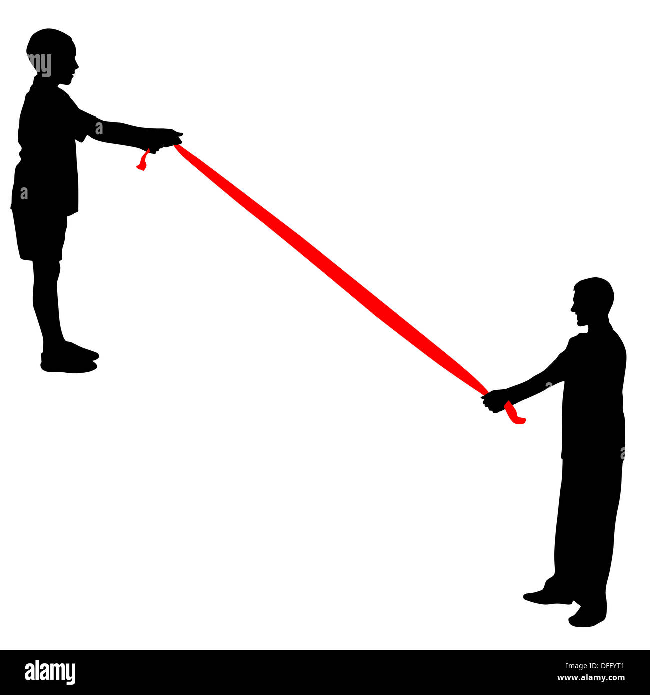 Black silhouettes of people pulling rope. illustration Stock Photo - Alamy