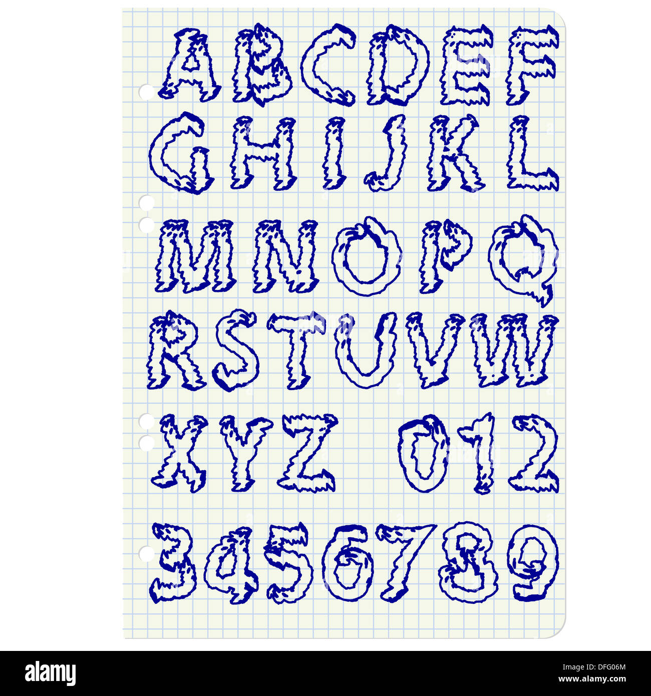Hand drawing alphabet illustration set in black ink Stock Photo - Alamy