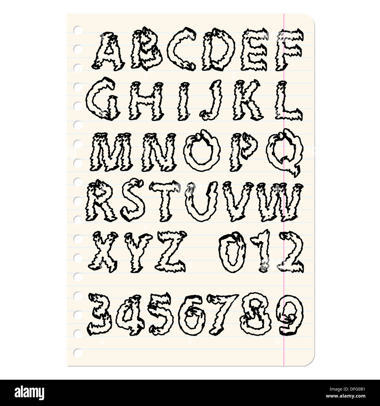 Hand drawing alphabet illustration set in black ink Stock Photo - Alamy