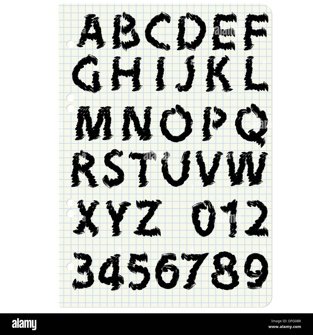 Hand drawing alphabet illustration set in black ink Stock Photo - Alamy