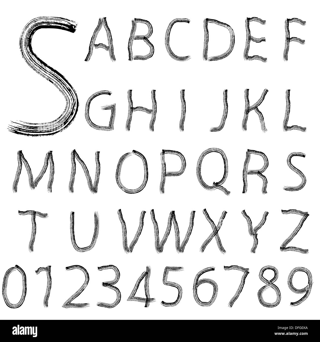 Hand drawing alphabet illustration set in black ink Stock Photo - Alamy