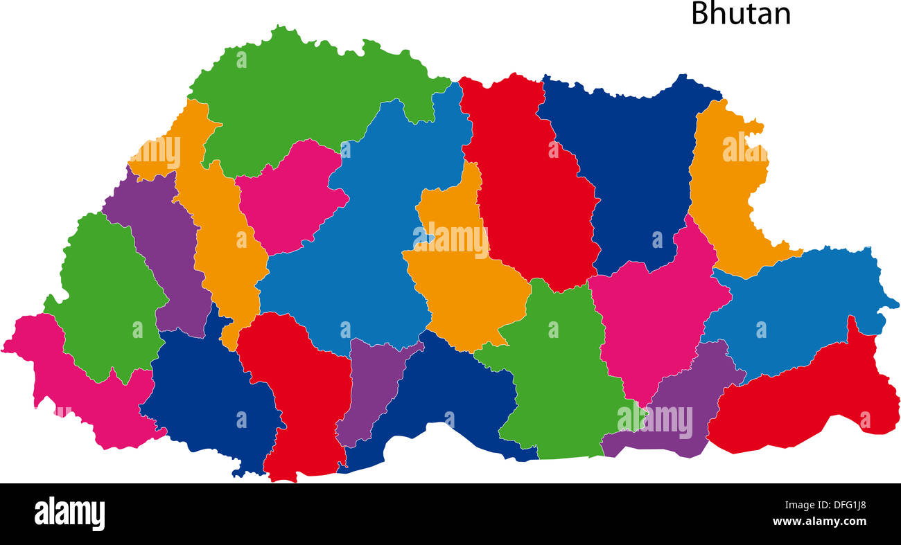 Colorful Bhutan map Stock Photo - Alamy
