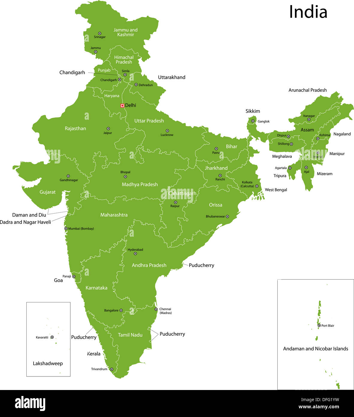 Green India map Stock Photo - Alamy