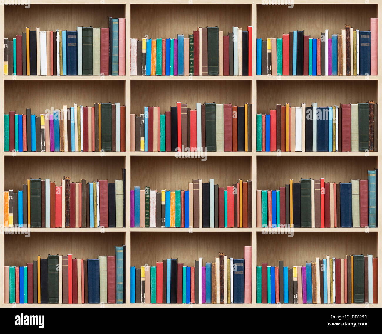 Books on a wooden shelfs Stock Photo - Alamy
