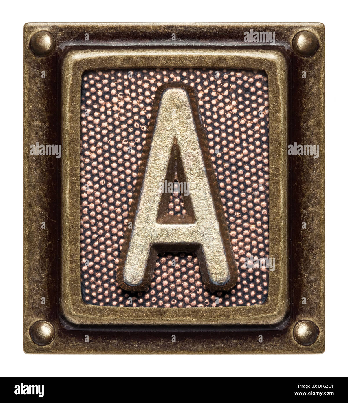 Metal button alphabet letter A Stock Photo - Alamy