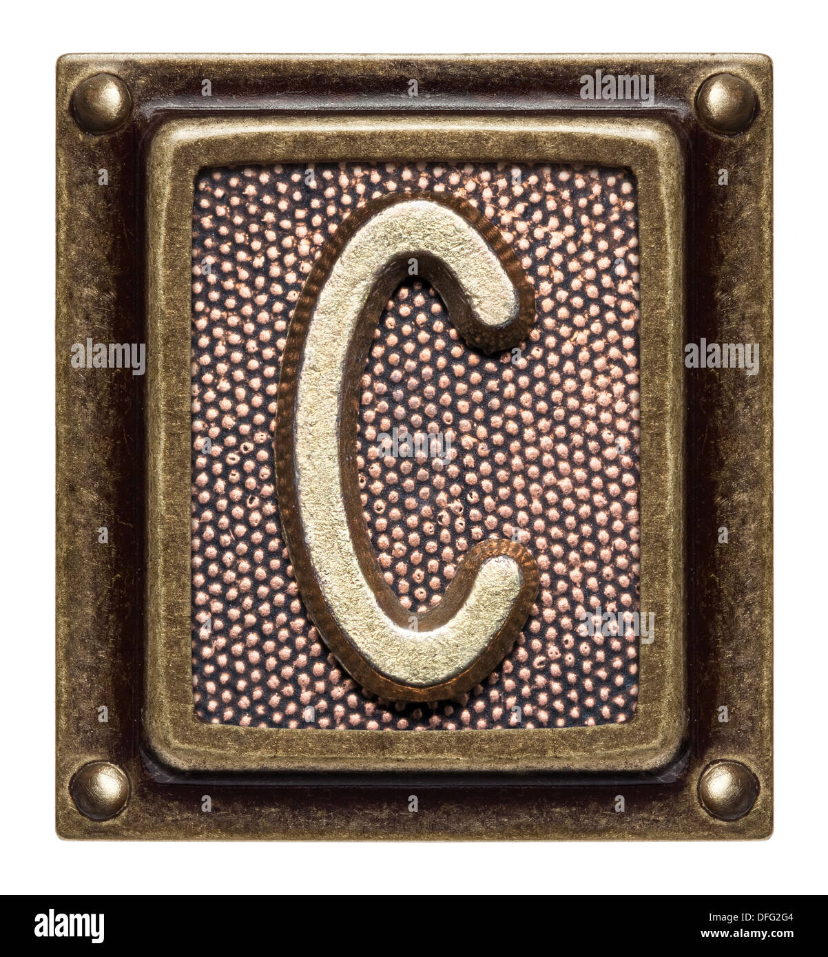 Metal button alphabet letter C Stock Photo - Alamy