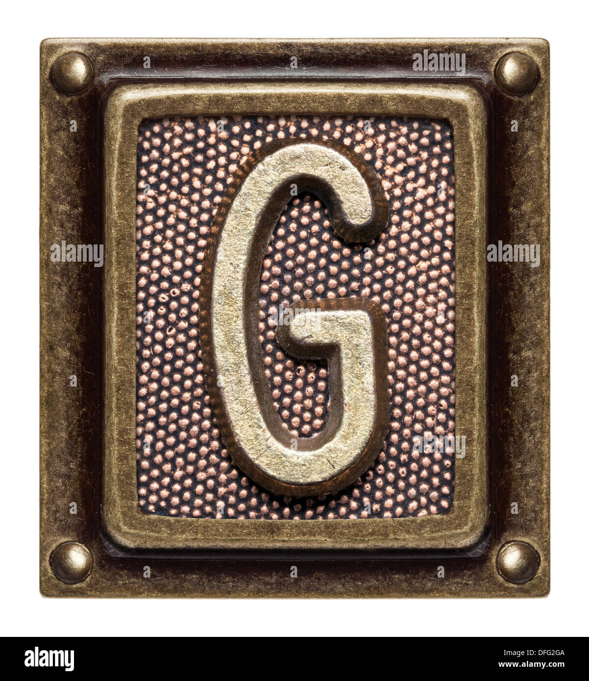 Metal button alphabet letter G Stock Photo - Alamy