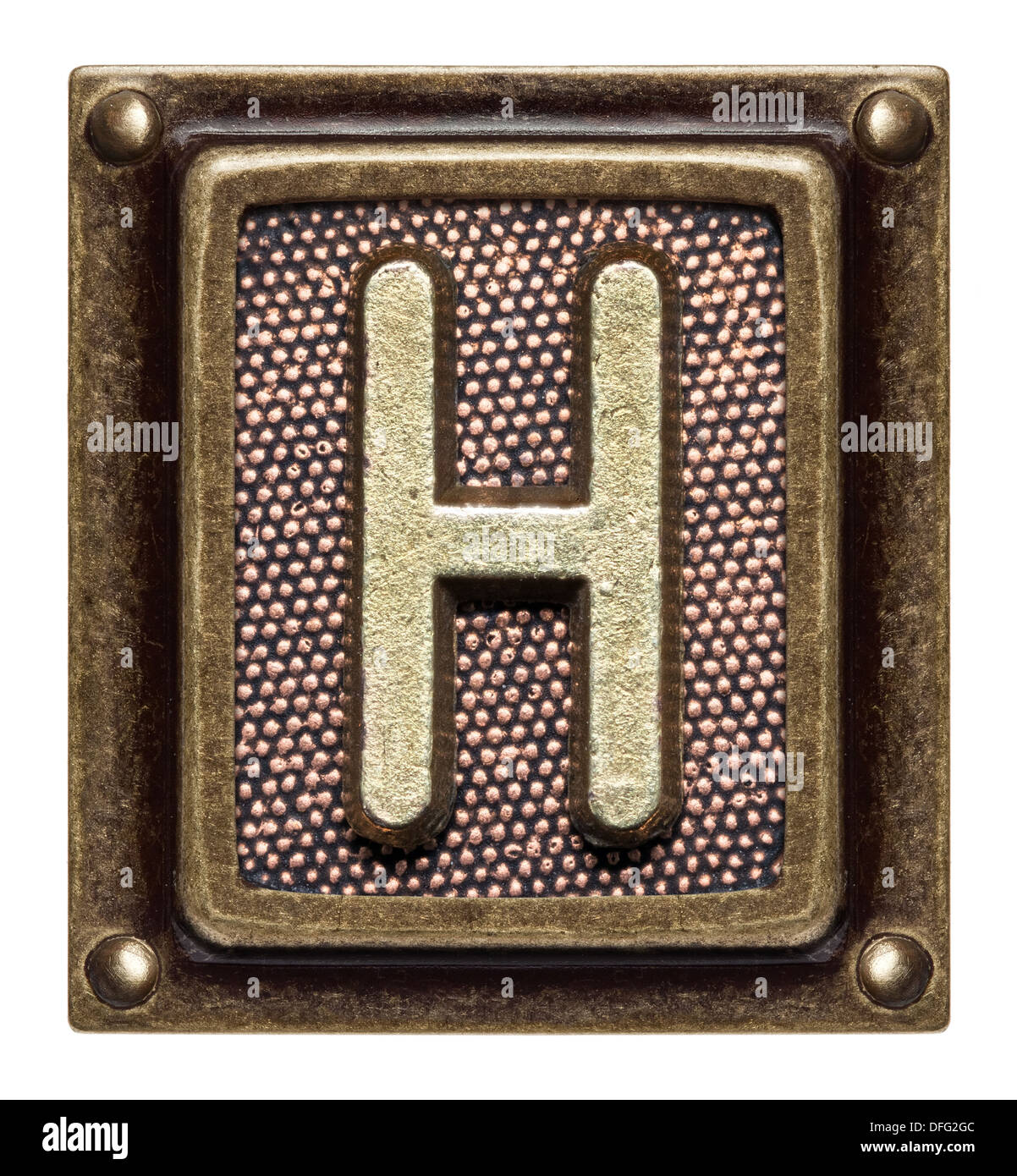 Metal button alphabet letter H Stock Photo - Alamy