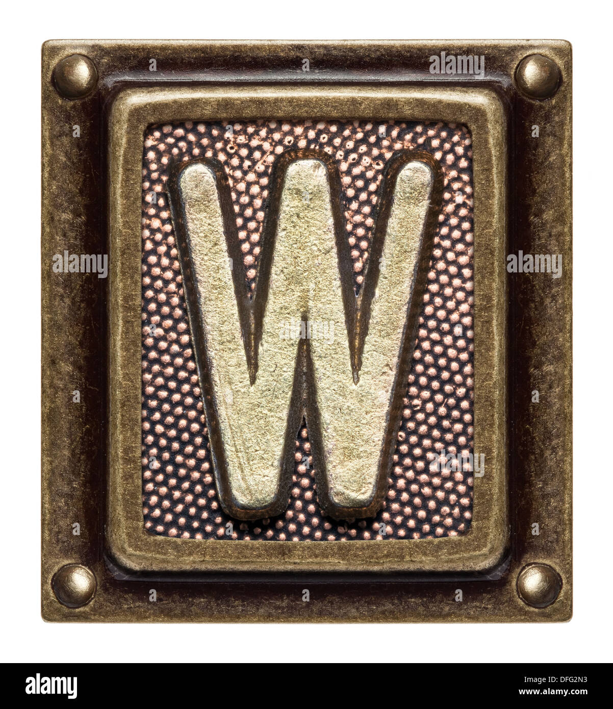 Metal button alphabet letter W Stock Photo - Alamy