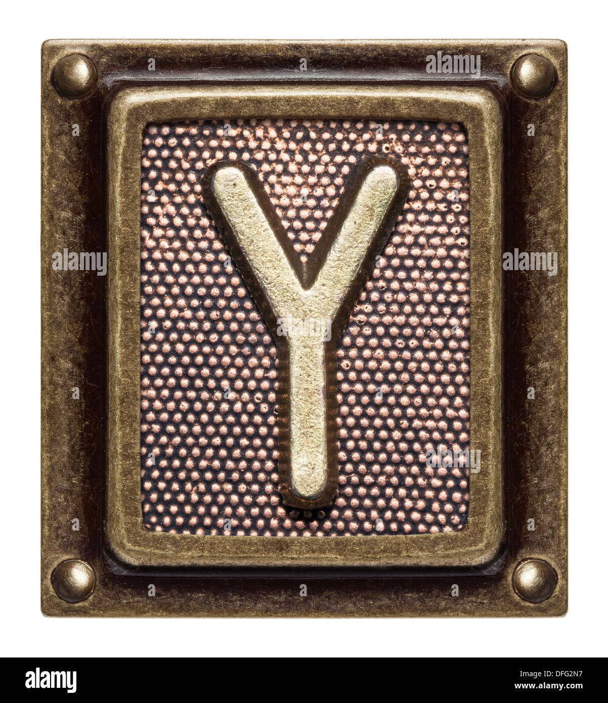 Metal button alphabet letter Y Stock Photo - Alamy