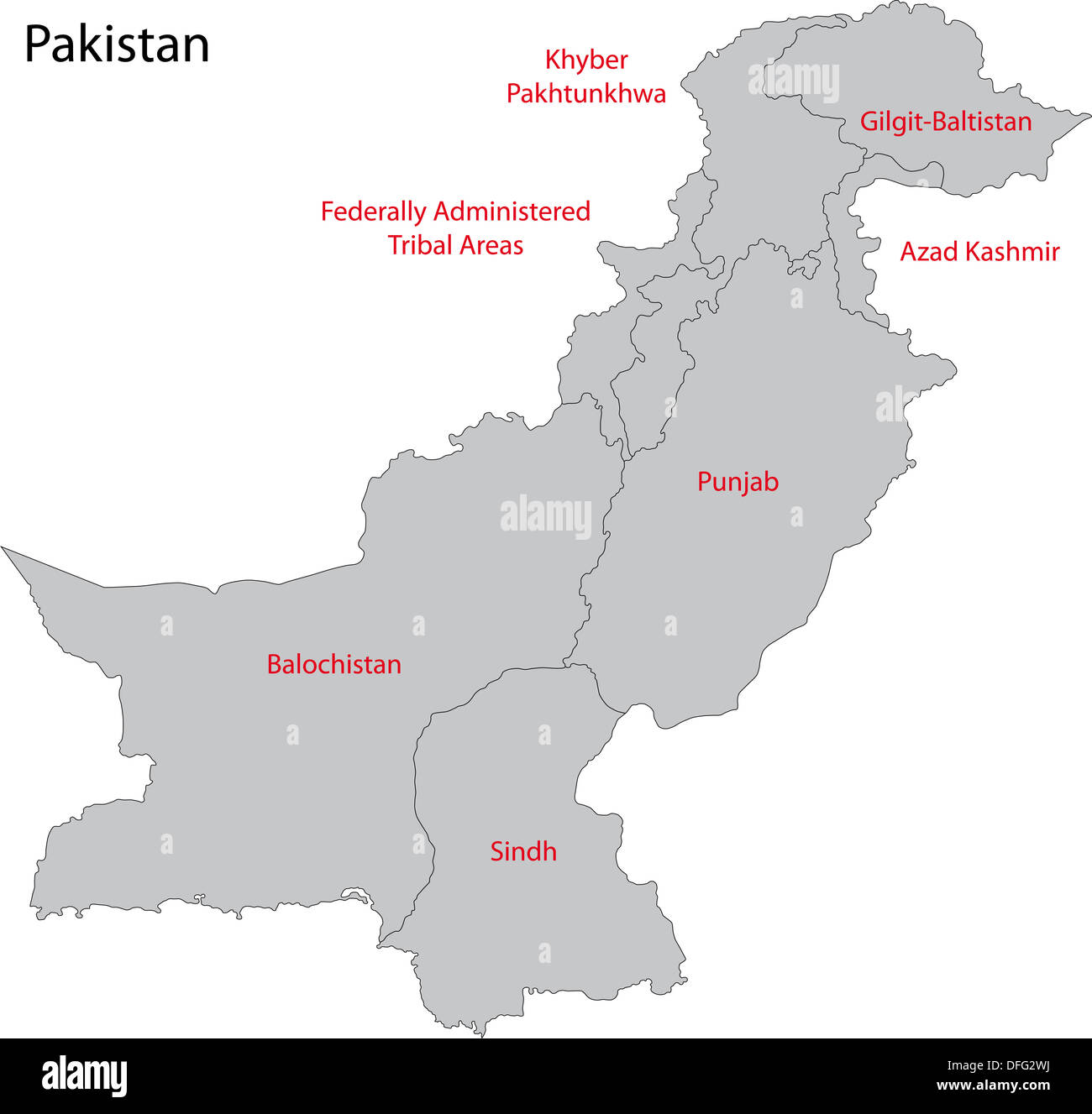 Grey Pakistan map Stock Photo - Alamy