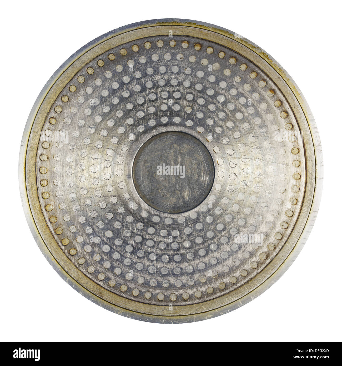 Scratched round metal plate texture, background Stock Photo - Alamy