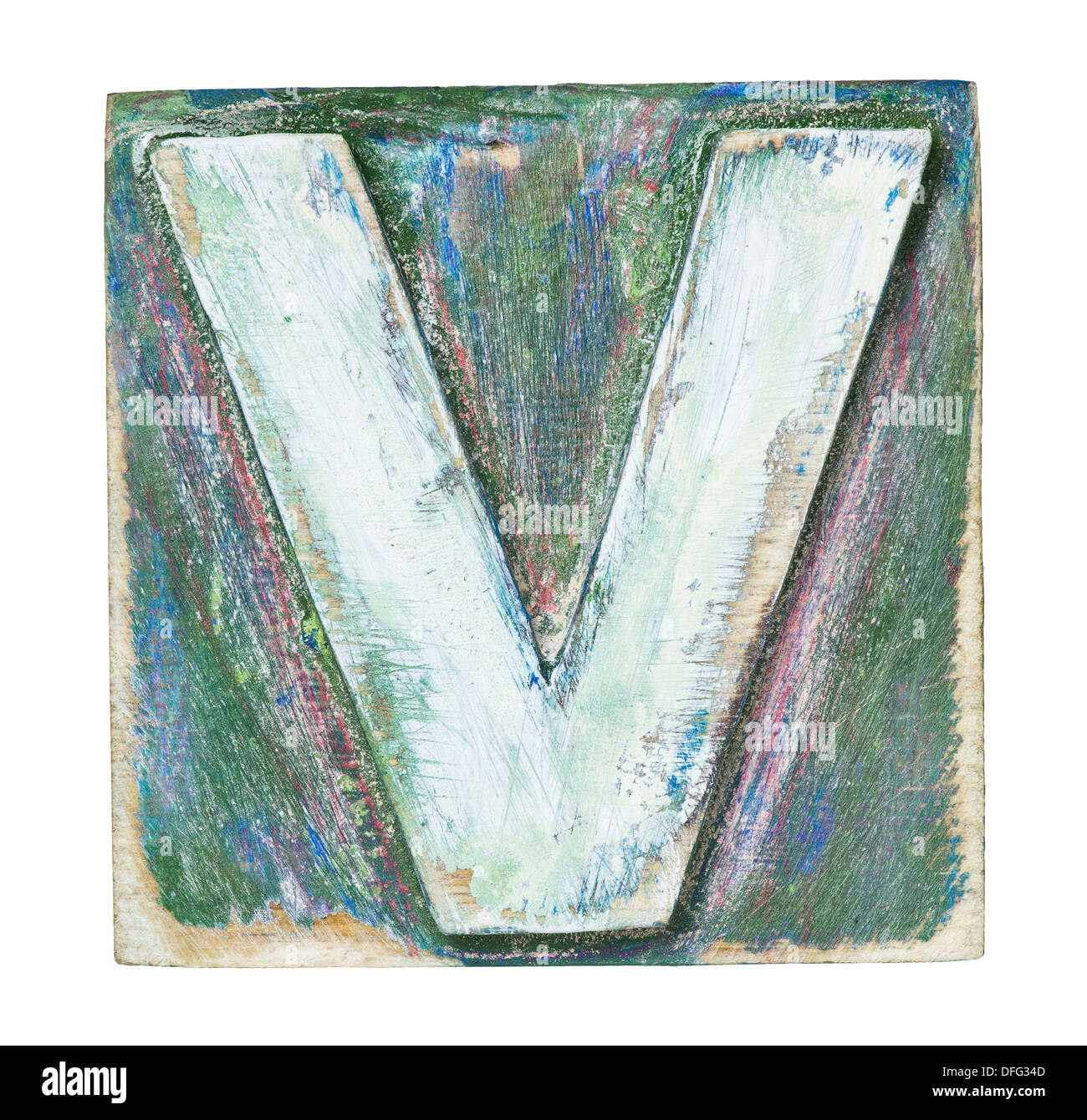 Wooden alphabet block, letter V Stock Photo - Alamy