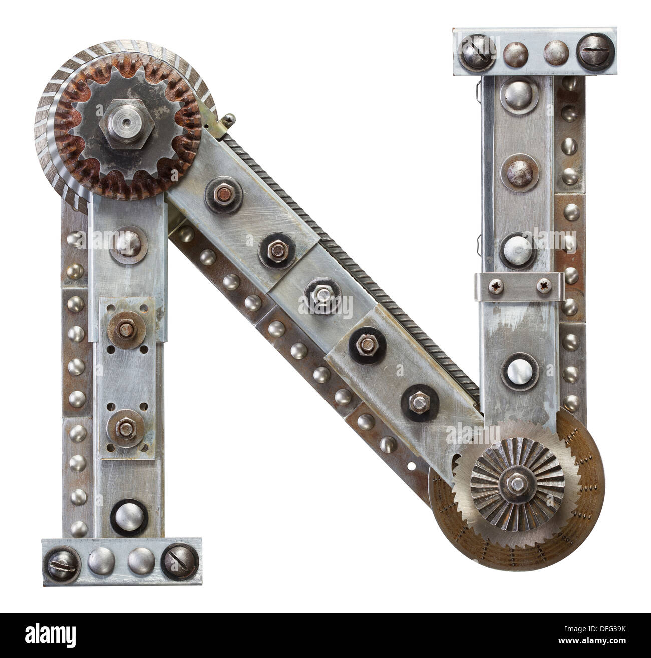 Industrial metal alphabet letter N Stock Photo - Alamy