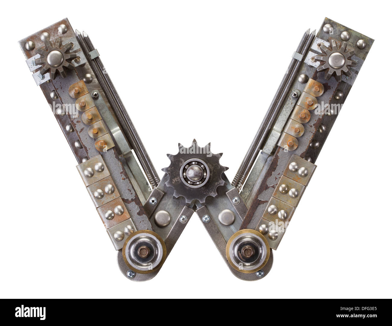 Industrial metal alphabet letter W Stock Photo - Alamy