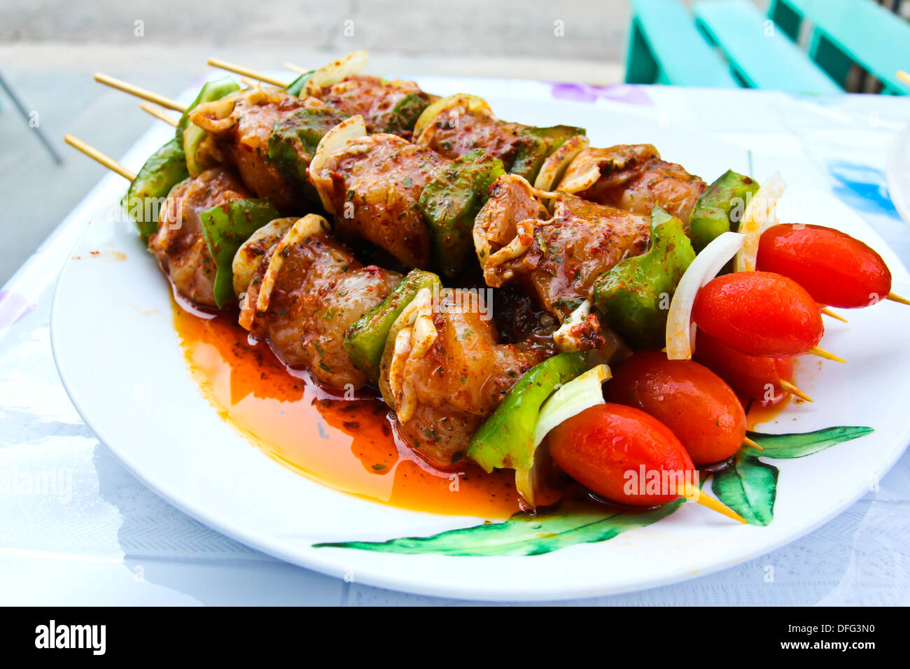 Raw barbecue spits ready for the grill Stock Photo - Alamy
