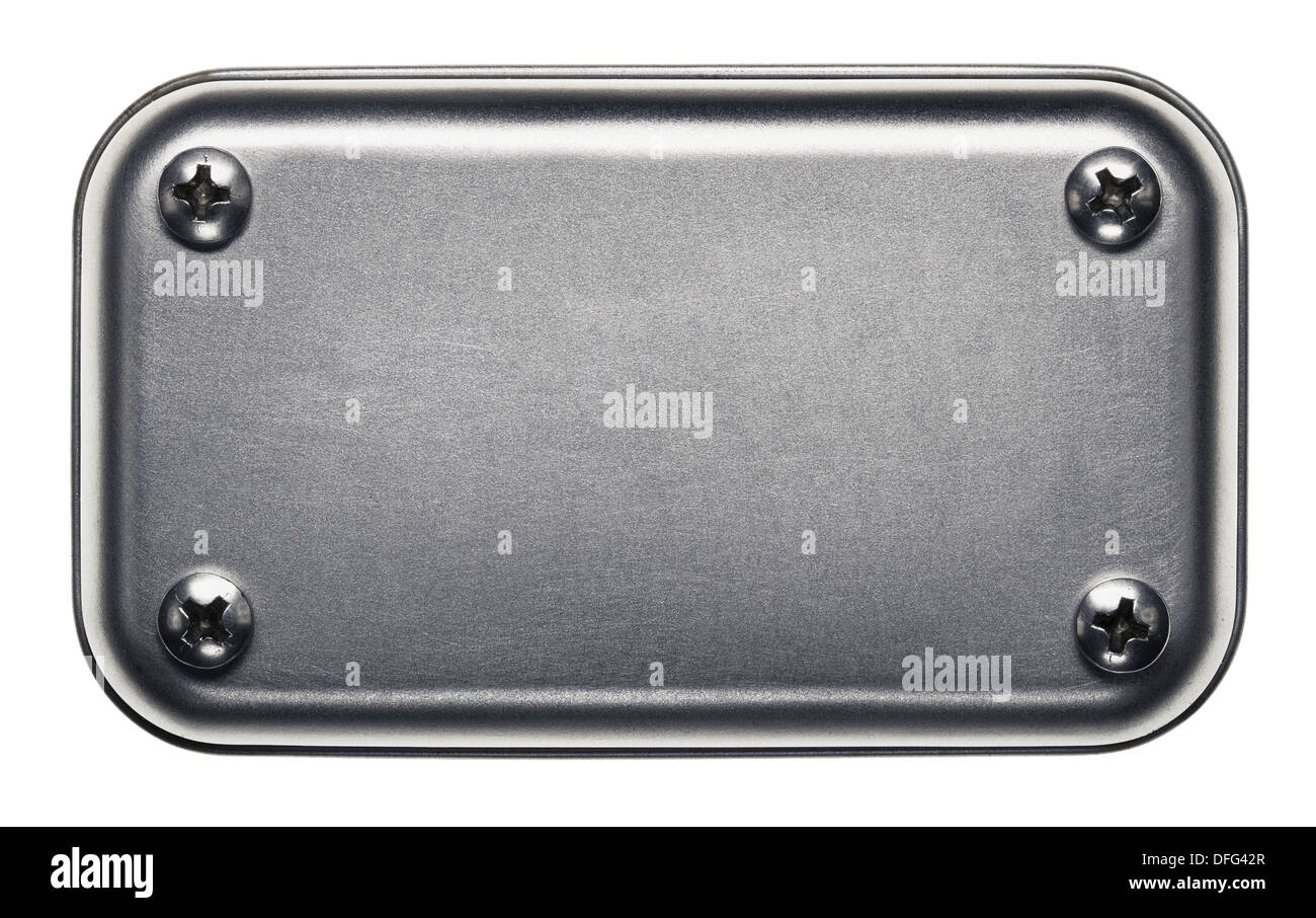 Metal plate texture with screws Stock Photo - Alamy