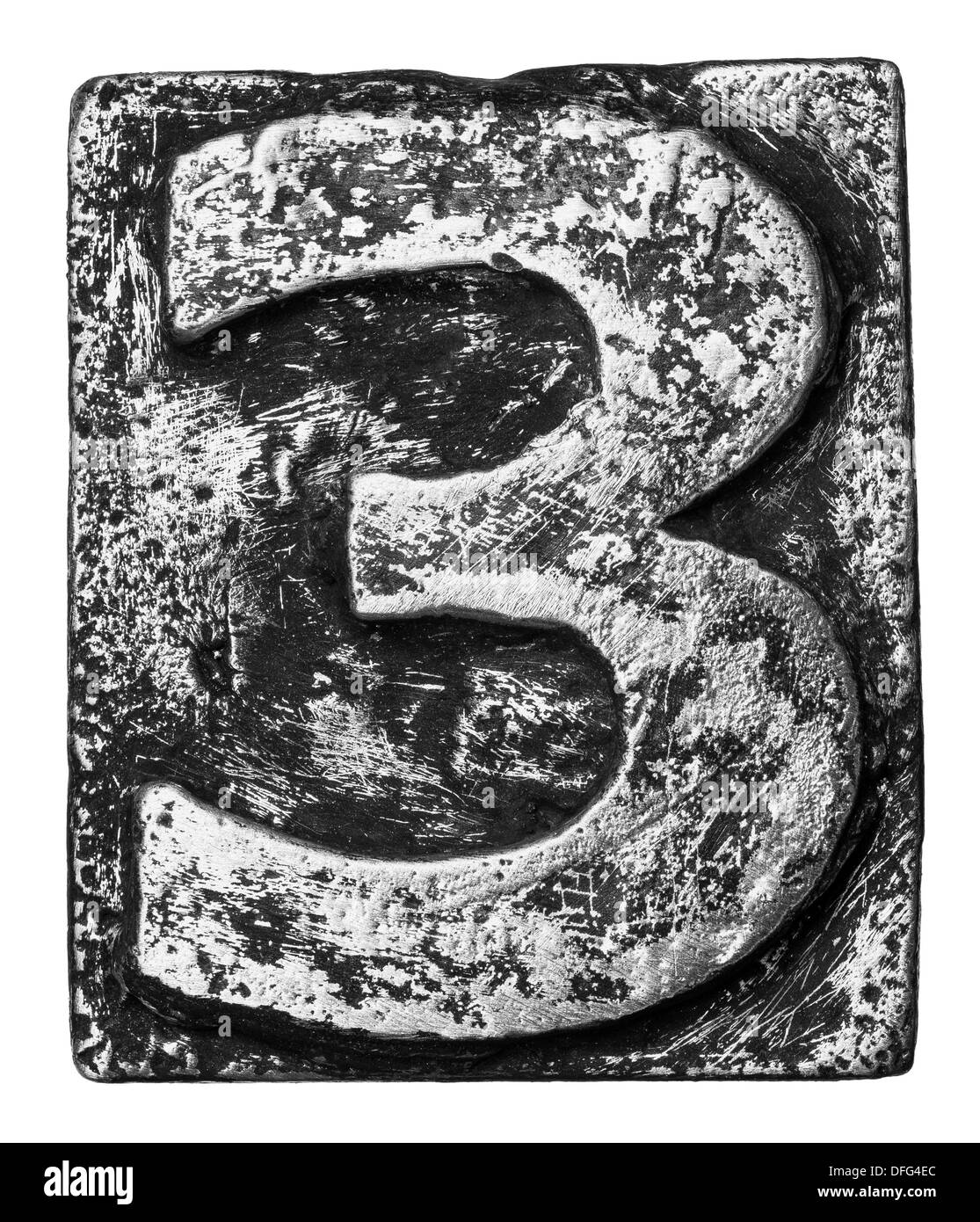 Metal alloy alphabet number 3 Stock Photo - Alamy