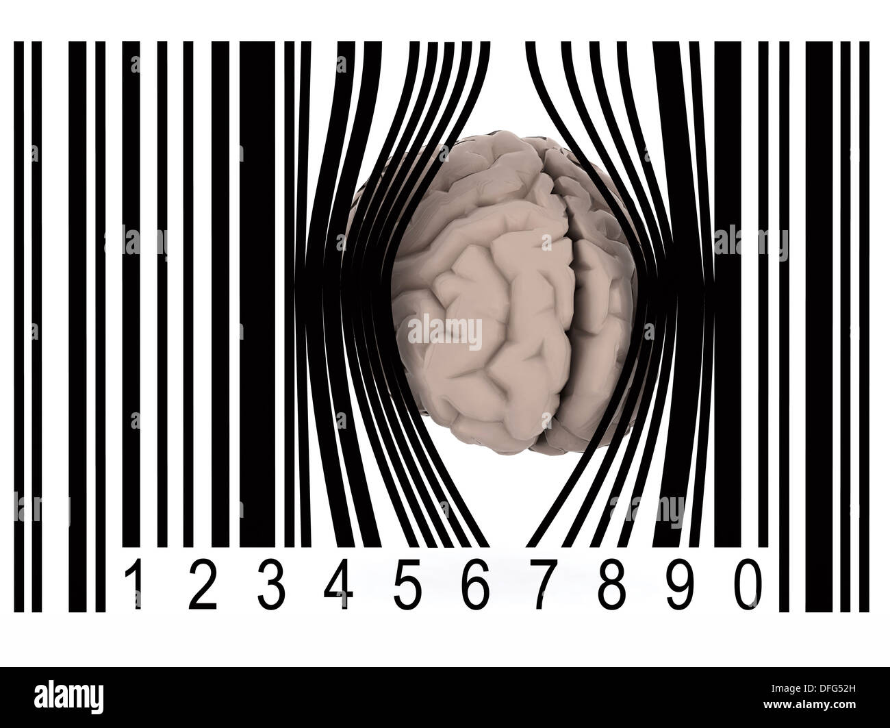 human brain that gets out from a bar code, 3d illustration Stock Photo ...