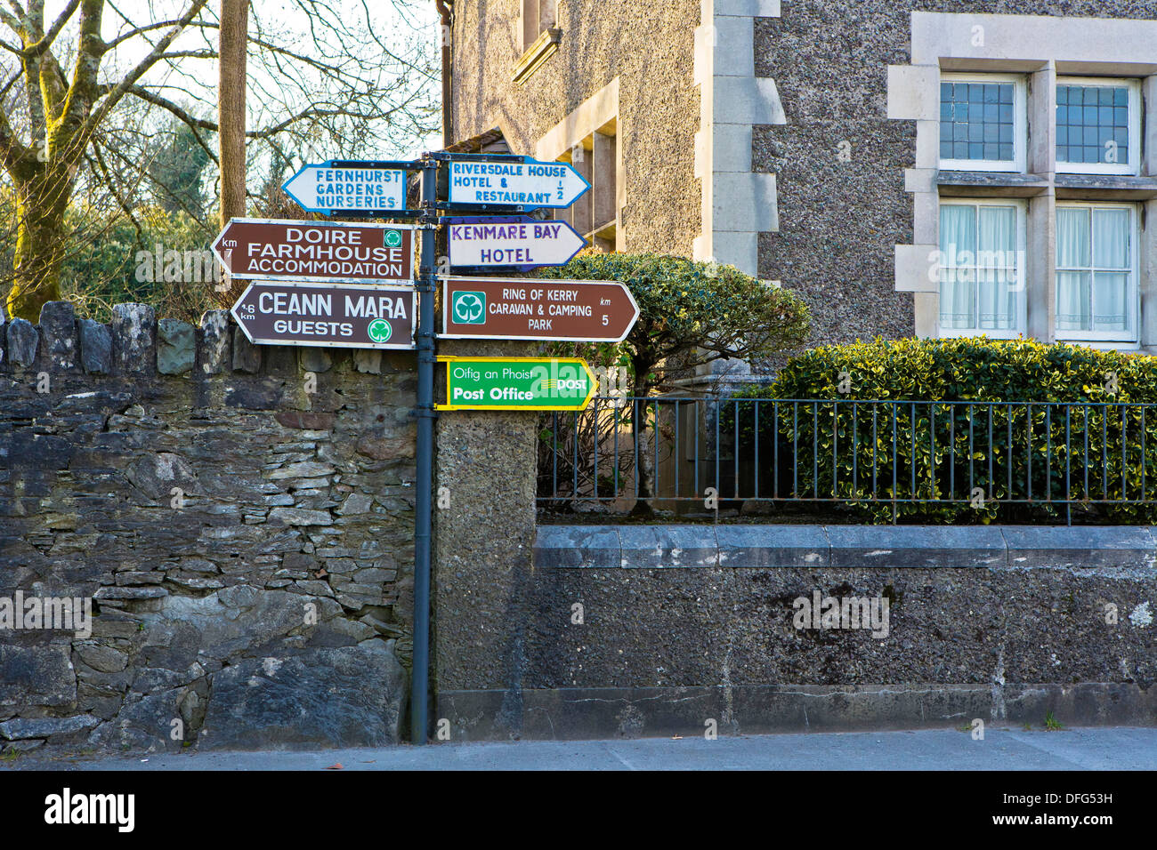 Road signs in Kenmare, County Kerry, Ireland, Europe Stock Photo - Alamy