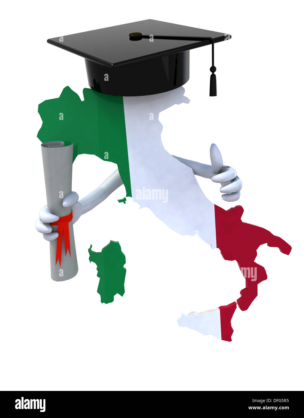 Italy maps with Graduation Cap and Diploma, 3d illustration Stock Photo ...