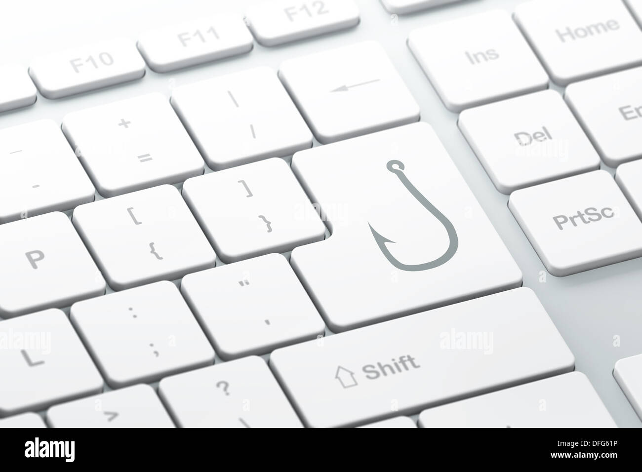 Safety concept: Fishing Hook on computer keyboard background Stock ...
